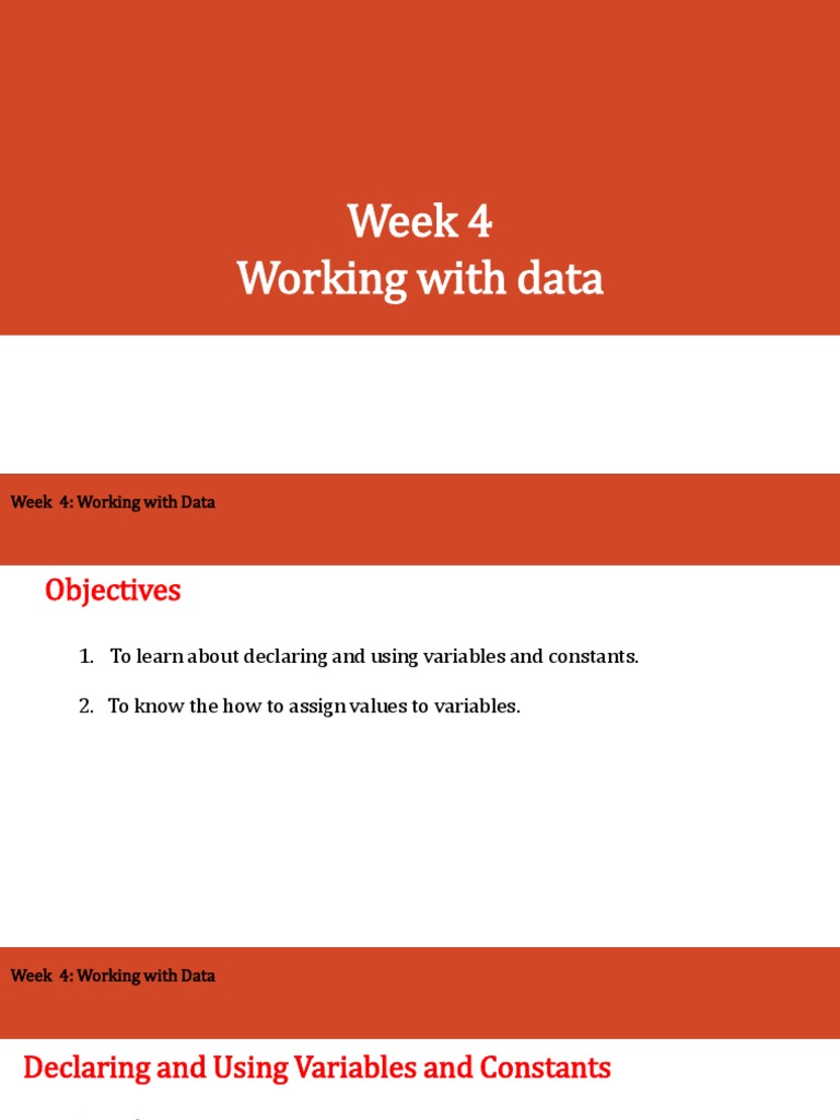 Week 4 | PDF | Variable (Computer Science) | Data Type
