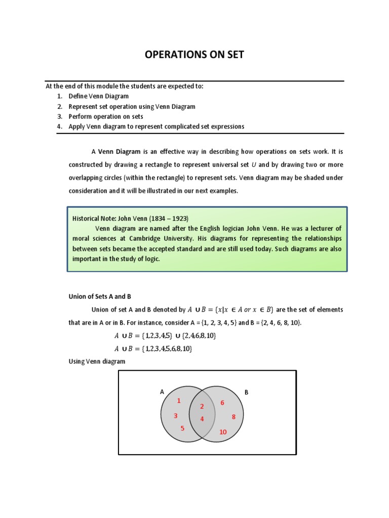 Operations On Sets - Version 2 | PDF | Logic | Mathematical Concepts