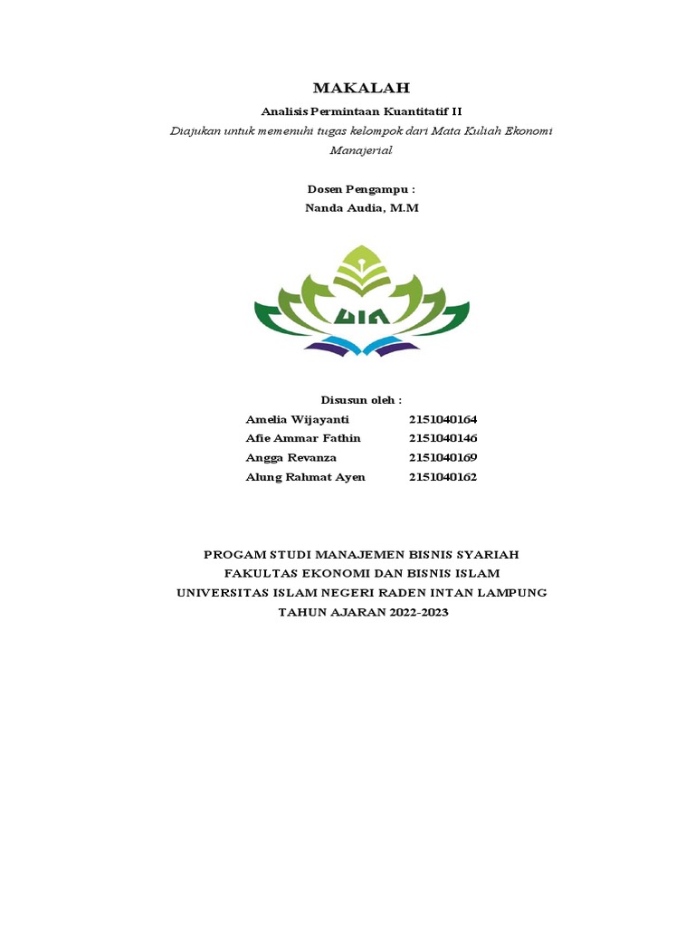 Kel. 6 Analisis Permintaan Kuantitatif II | PDF