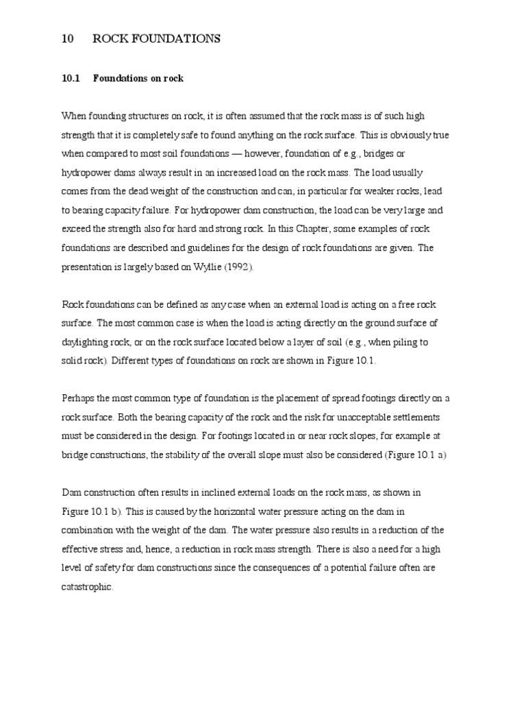 Guidelines for Rock Foundations | PDF | Strength Of Materials | Dam