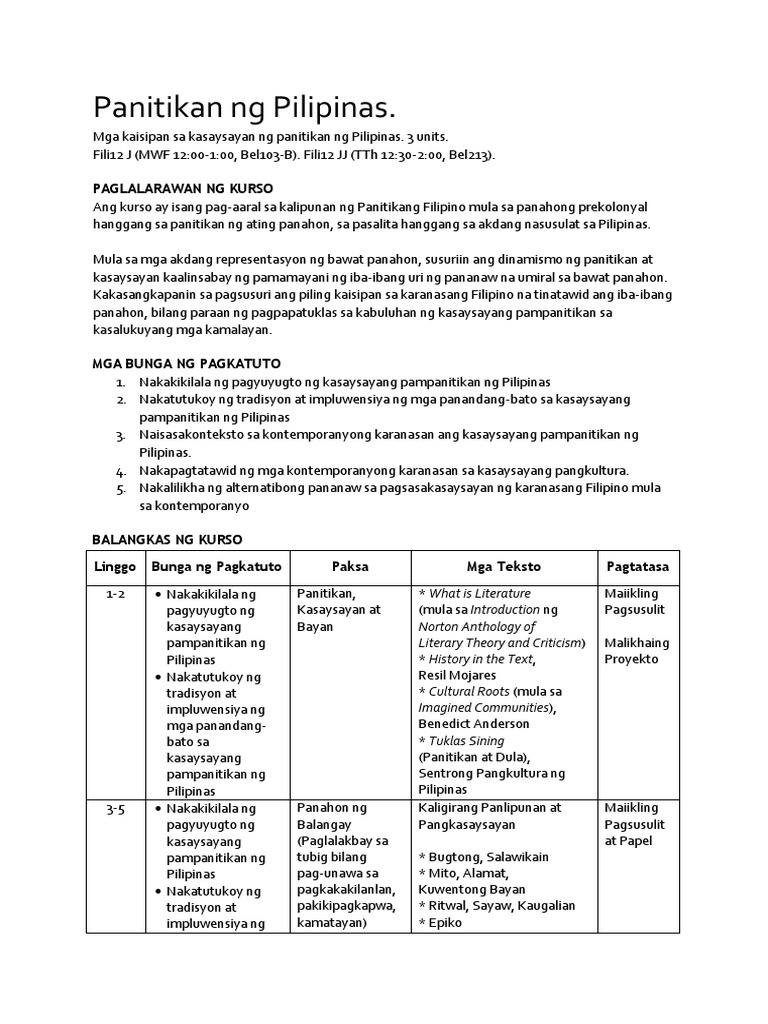 CS Fil Fili12 Tba - JJ 2018 1 | PDF