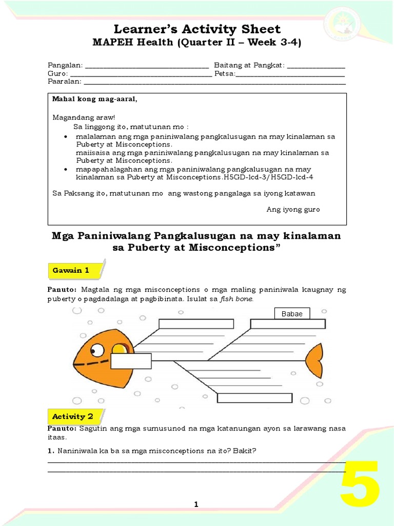 Learner's Activity Sheet: MAPEH Health (Quarter II - Week 3-4) | PDF