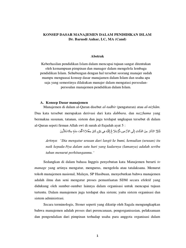 Konsep Dasar Manajemen Dalam Pendidikan | PDF