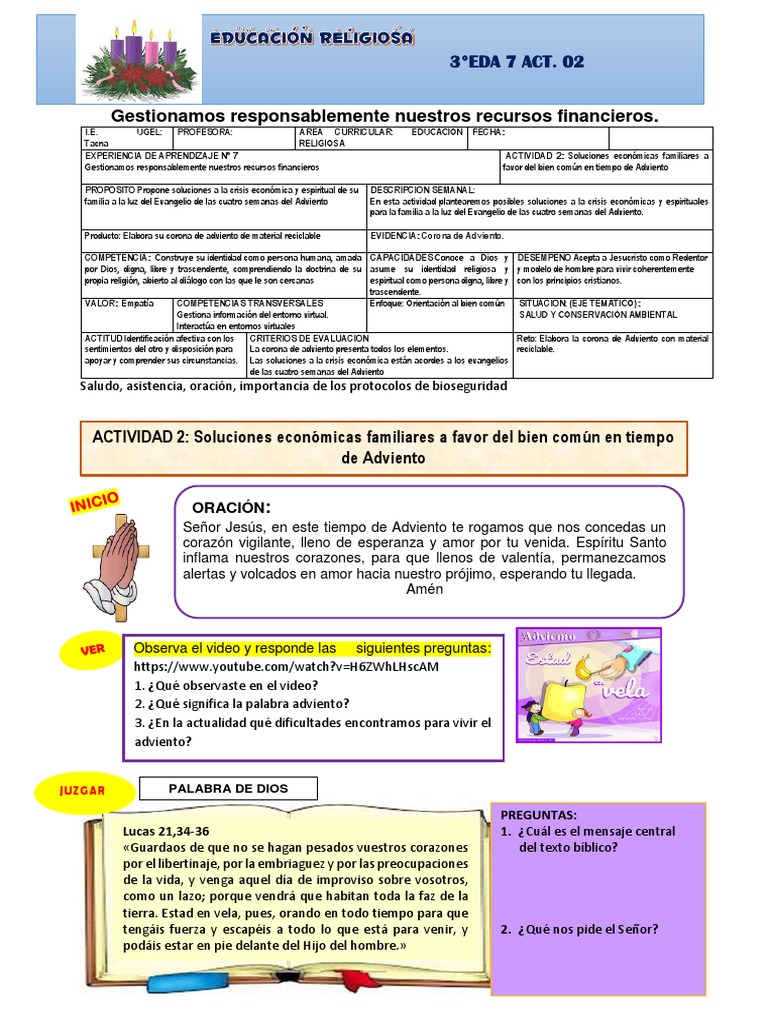 4°-Exp-7-Actividad 2-Adviento | PDF | Adviento | Jesús