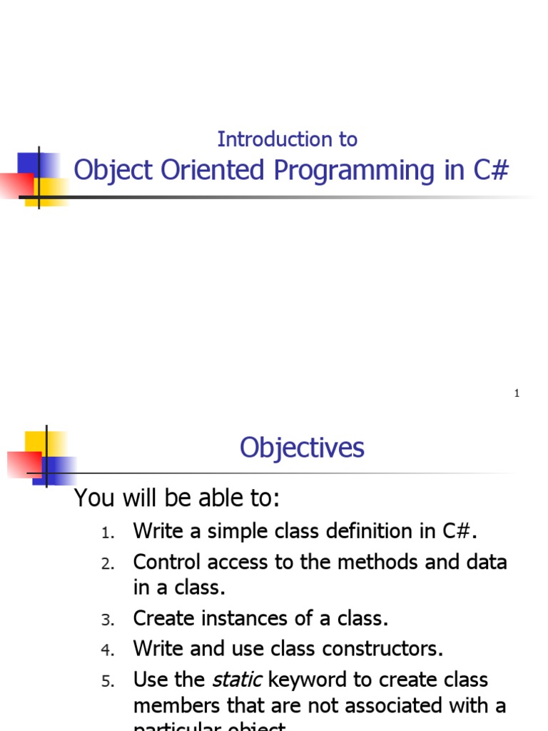 007 Intro To OOP in C Sharp | PDF 007 Intro To OOP in C Sharp | PDF