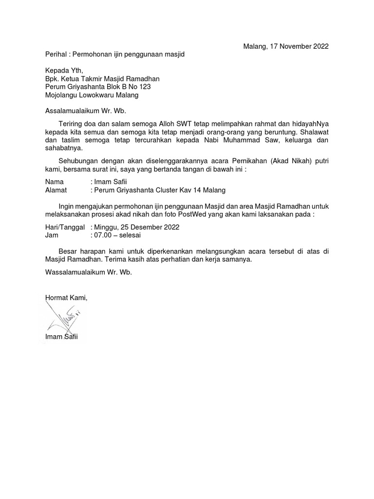 Surat Ijin Tempat | PDF