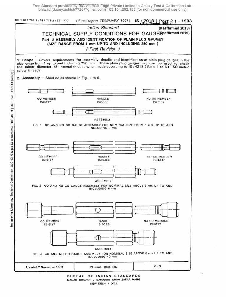 Technical Supply Conditions For Gauges: 1 IS: 7018 (Part 2) - 1983 ...