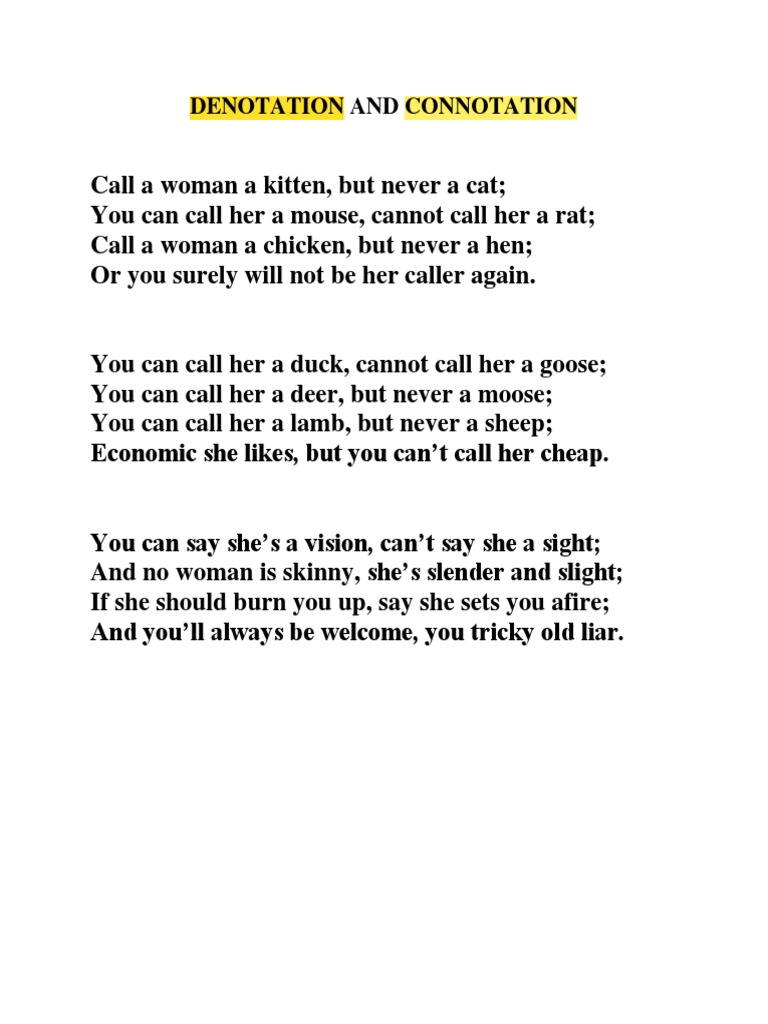 Denotation and Connotation | PDF