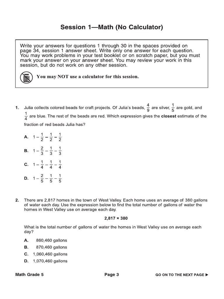 5.3 Practice Test Math Grade 5 Book1 | PDF 5.3 Practice Test Math Grade 5 Book1 | PDF