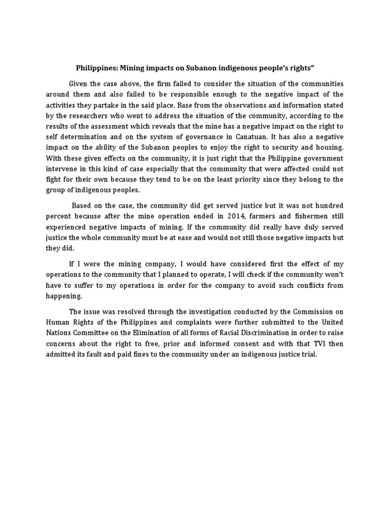 Mining's Impact on Subanon Rights | PDF