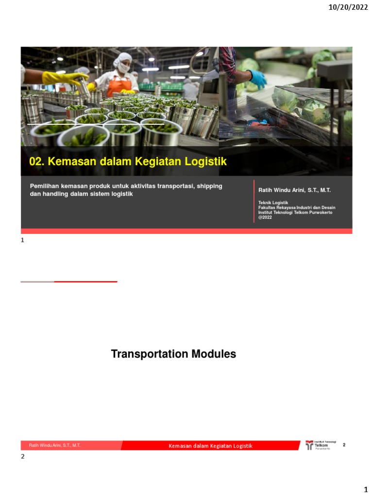 02.kemasan Untuk Kegiatan Transportasi Logistik | PDF | Pallet | Packaging And Labeling