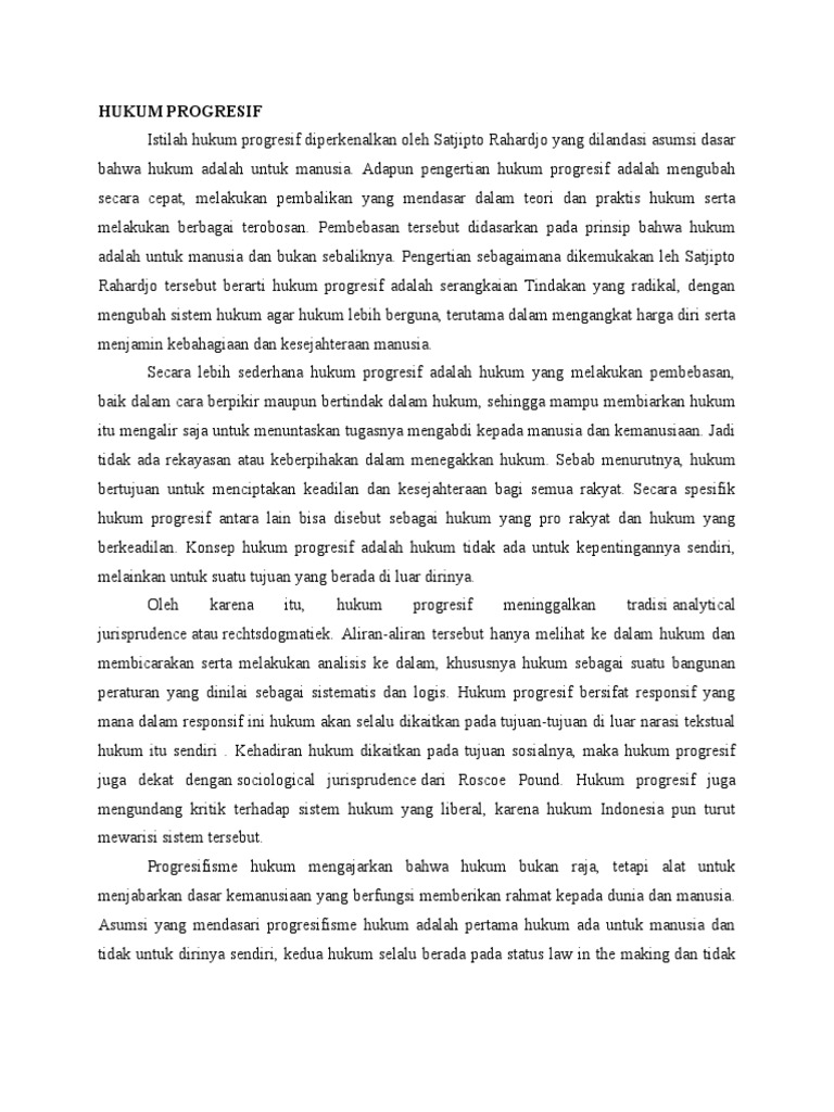 Hukum Progresif dan Responsif: Konsep Kemanusiaan | PDF