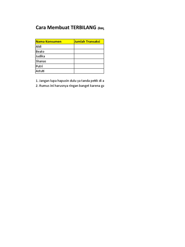 Terbilang Otomatis di Excel Tanpa VBA | PDF | Komputer | Teknologi ...