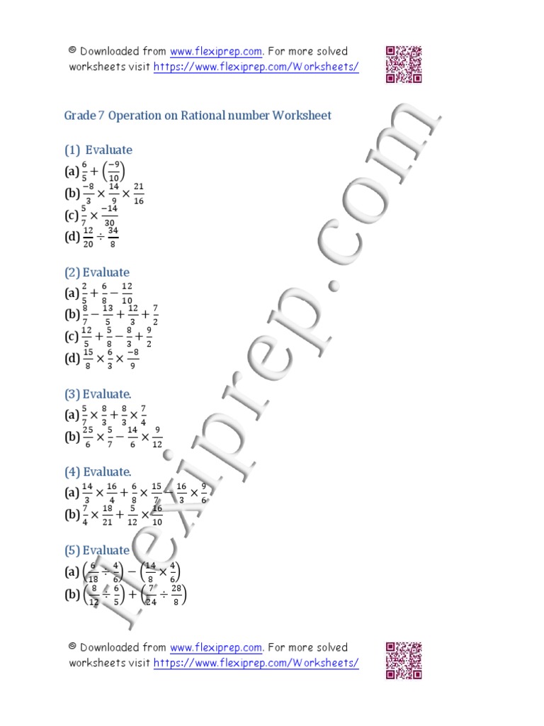 Grade 7 Operations On Rational Numbers | PDF