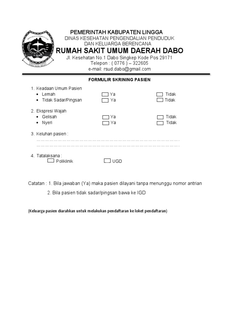Form Skrining Pasien Revisi | PDF