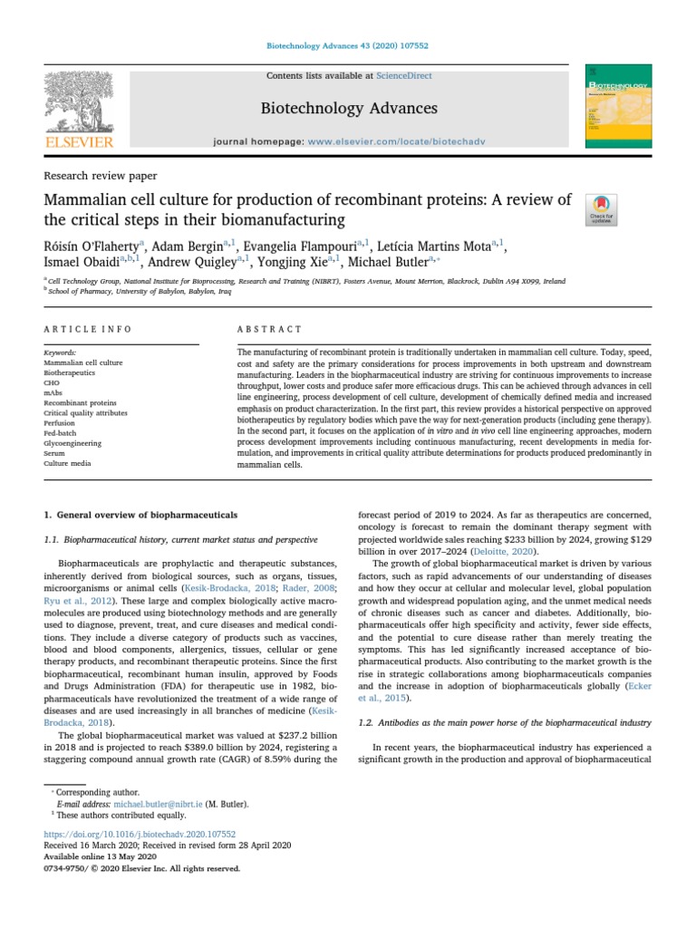 Biotechnology Advances: Research Review Paper | PDF | Biopharmaceutical ...