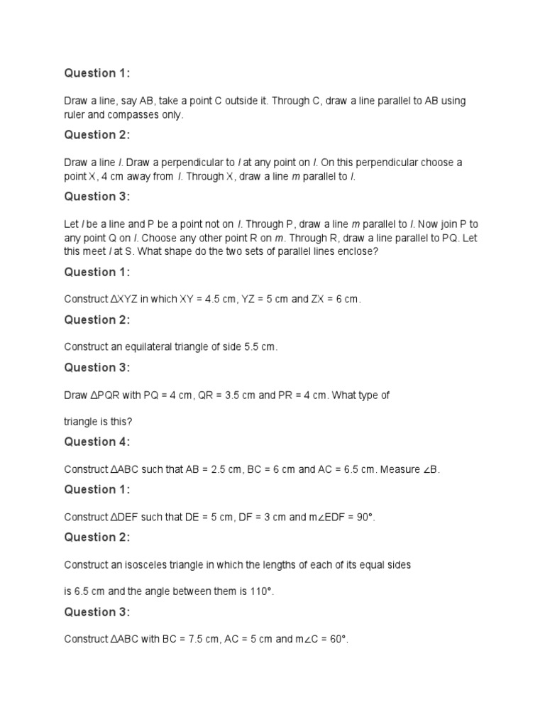 Practical Geometry Worksheet | PDF | Teaching Methods & Materials