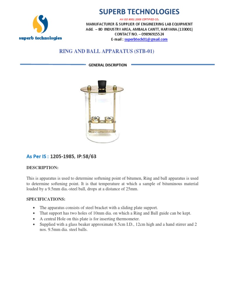 Stb-01 Ring and Ball Apparatus | PDF