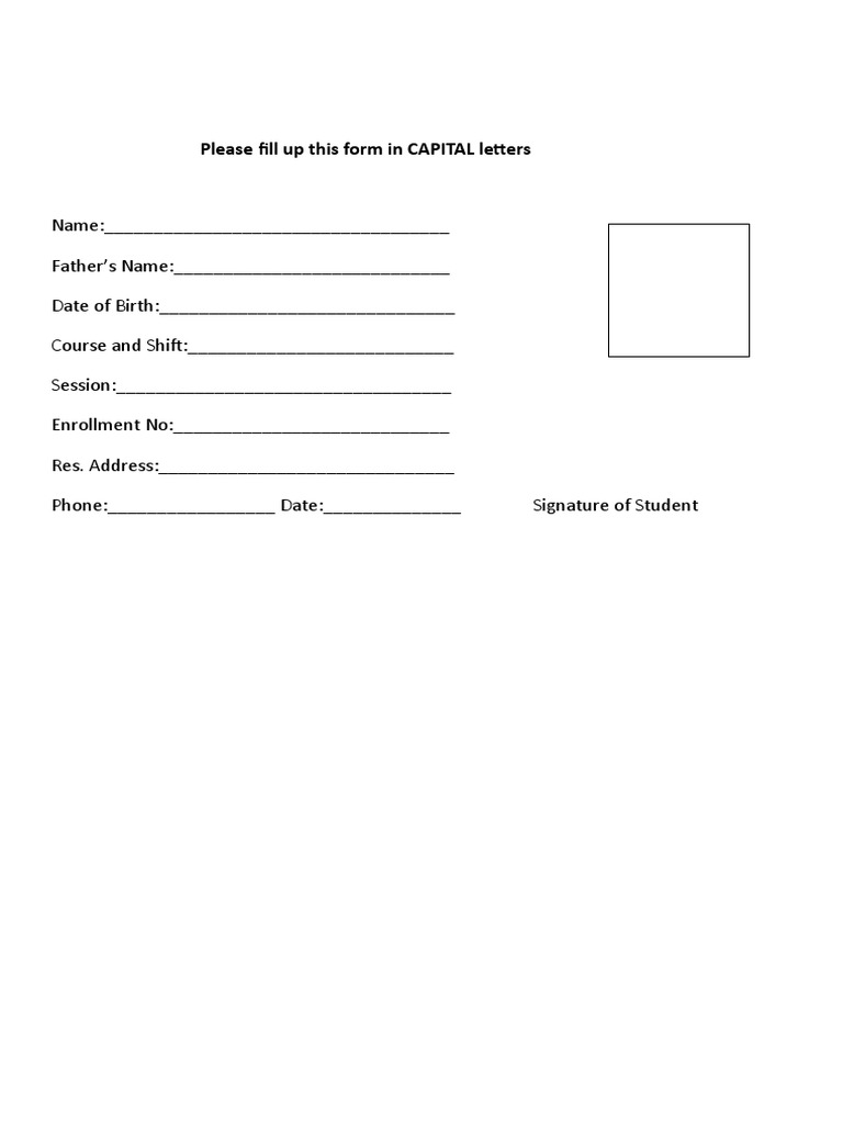 Please Fill Up This Form in CAPITAL Letters | PDF