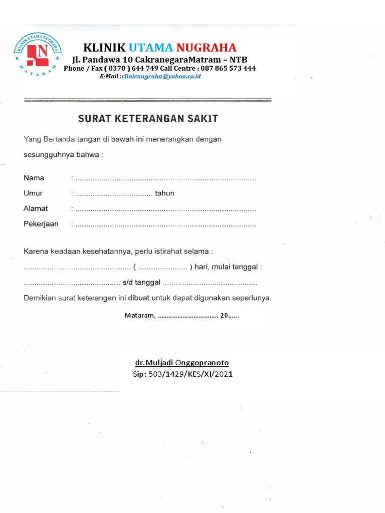 Surat Keterangan Sakit | PDF