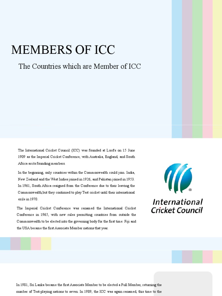Members of Icc | PDF | Test Cricket | Athletic Sports