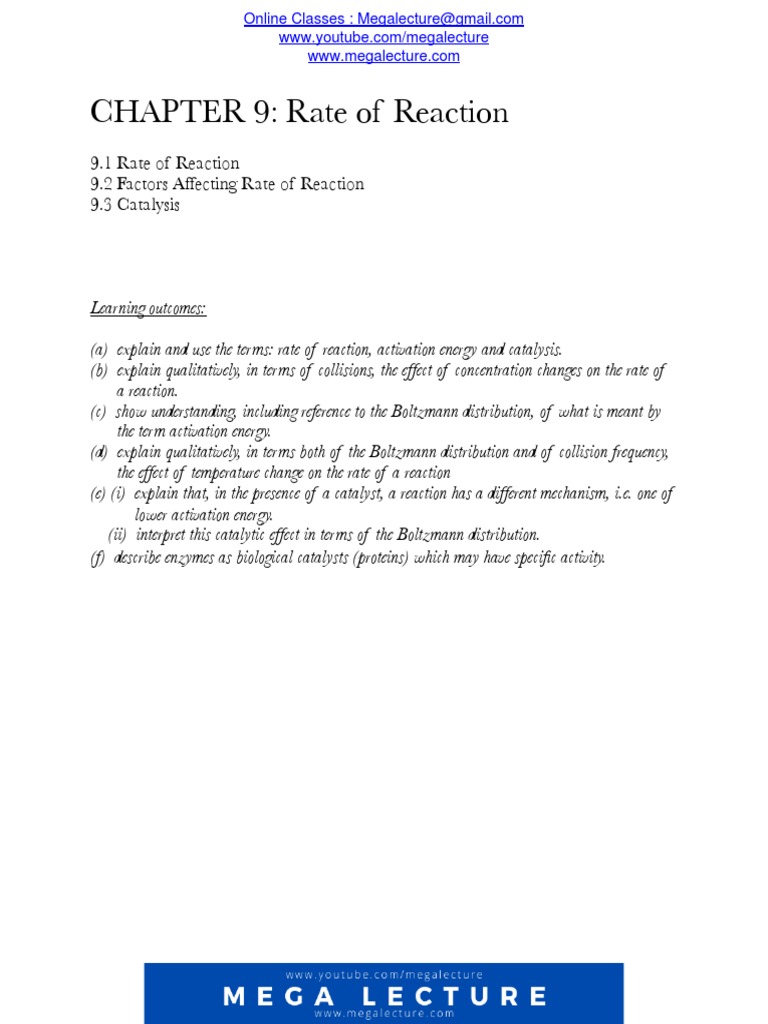 Chapter 9 Rate of Reaction | PDF | Reaction Rate | Catalysis