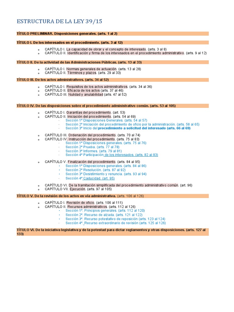 Estructura de La Ley 39/2015, de 1 de Octubre | PDF | Gobierno | Gobernancia