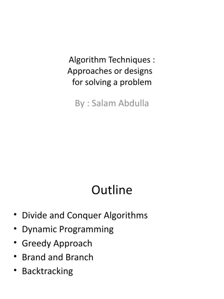 Key Algorithm Techniques Explained | PDF