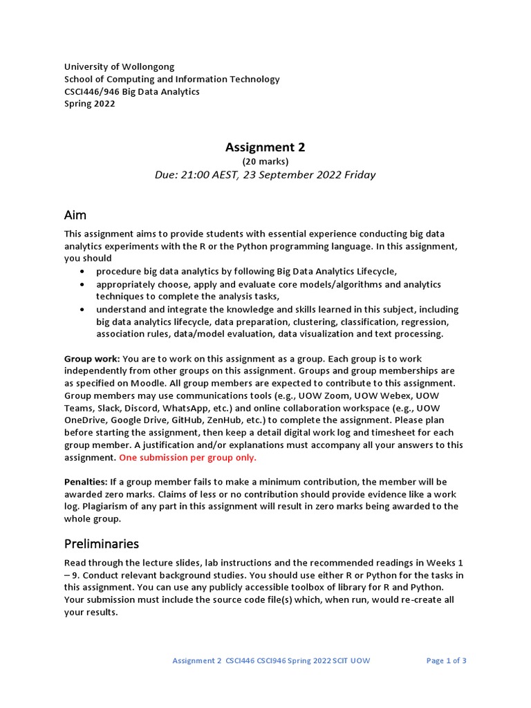 Assignment 2 Task Sheet | PDF | Analytics | Big Data