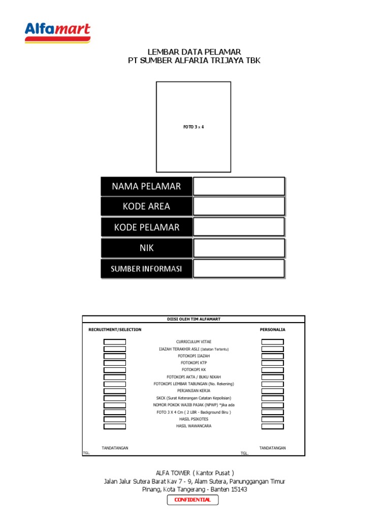 Lembar Data Pelamar | PDF
