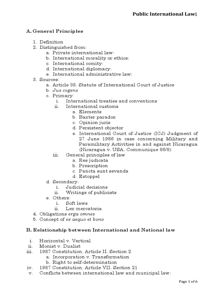 A. General Principles: Public International Law | PDF | Territorial ...