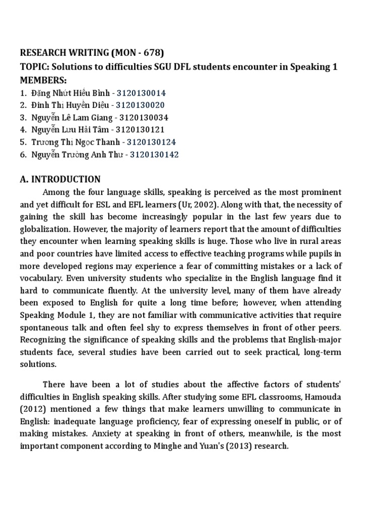 Research Writing - Submission Paper | PDF | English As A Second Or ...