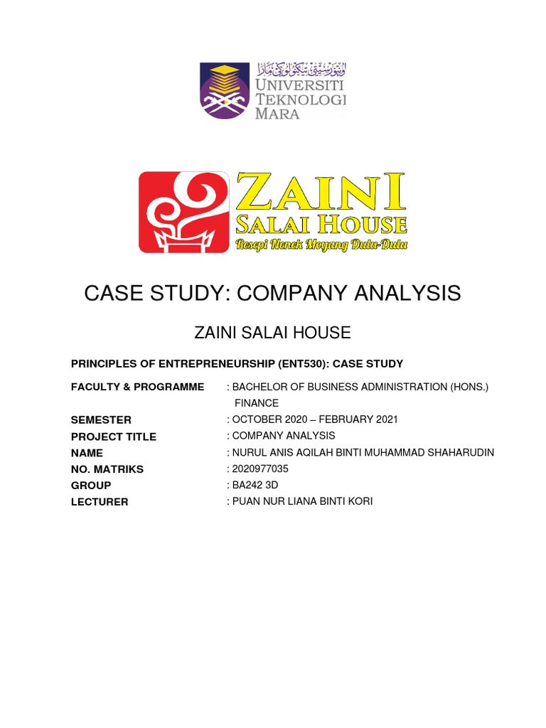 Ent530 Case Study Nurul Anis Aqilah 2020977035 PDF | PDF | Business