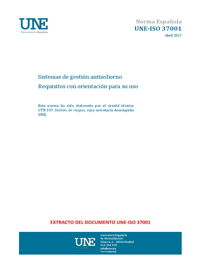 (Ex) Une-Iso 37001 2017 | PDF | Soborno | Planificación