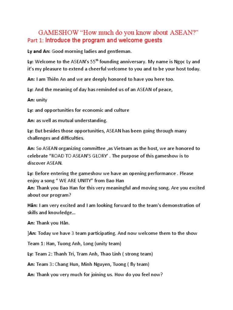 Kịch Bản Gameshow 2 | PDF | Vietnam | Southeast Asia