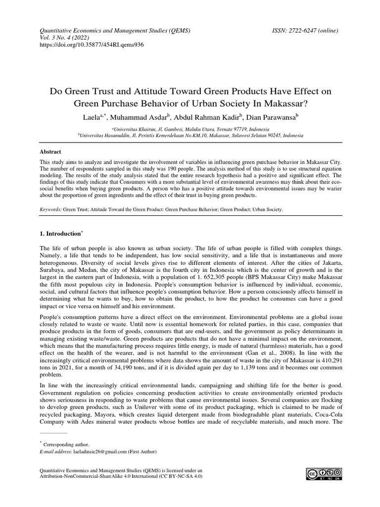 Do Green Trust and Attitude Toward Green Products Have Effect on Green ...
