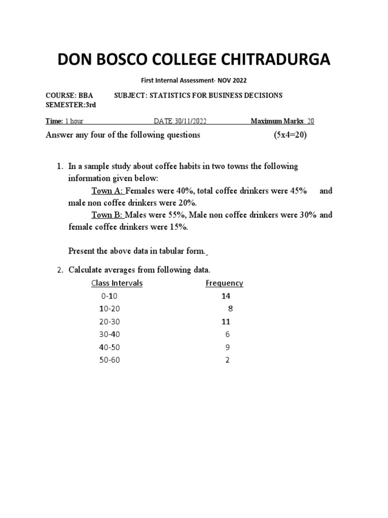 Statistics For Business Decisions | PDF