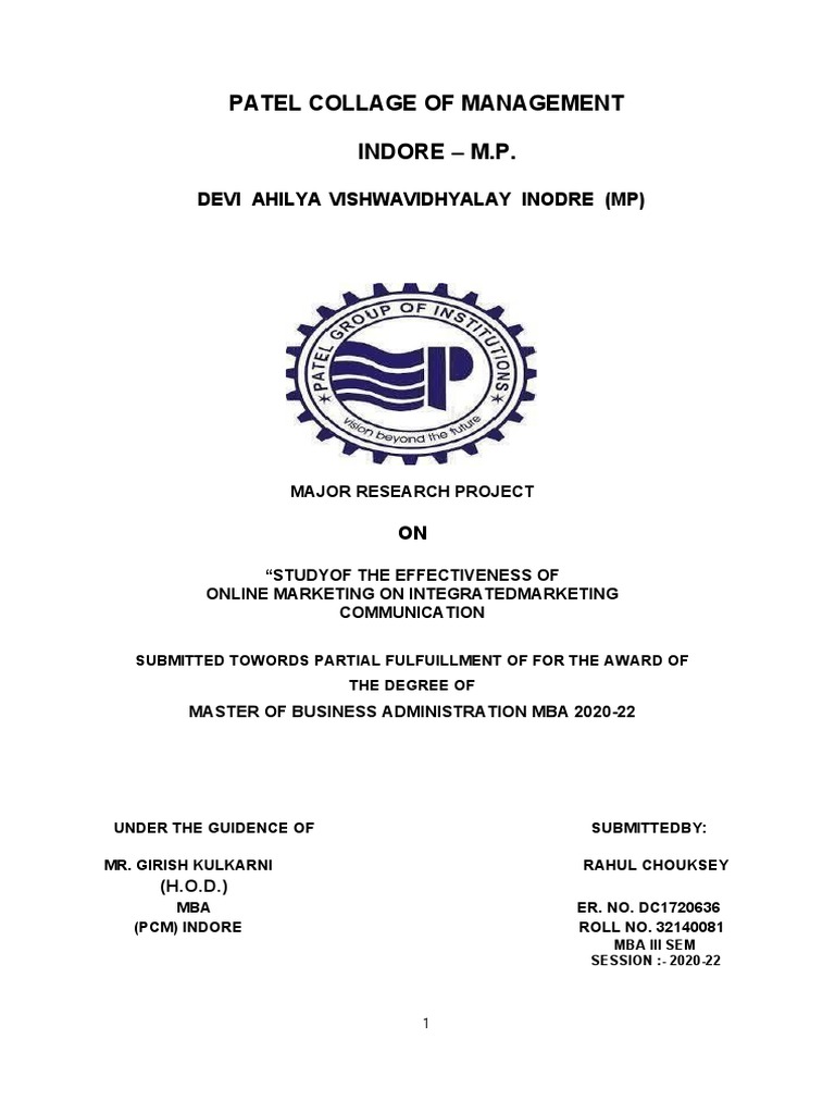 Rahul Mrp12 | PDF | Master Of Business Administration | Career And Technical Education