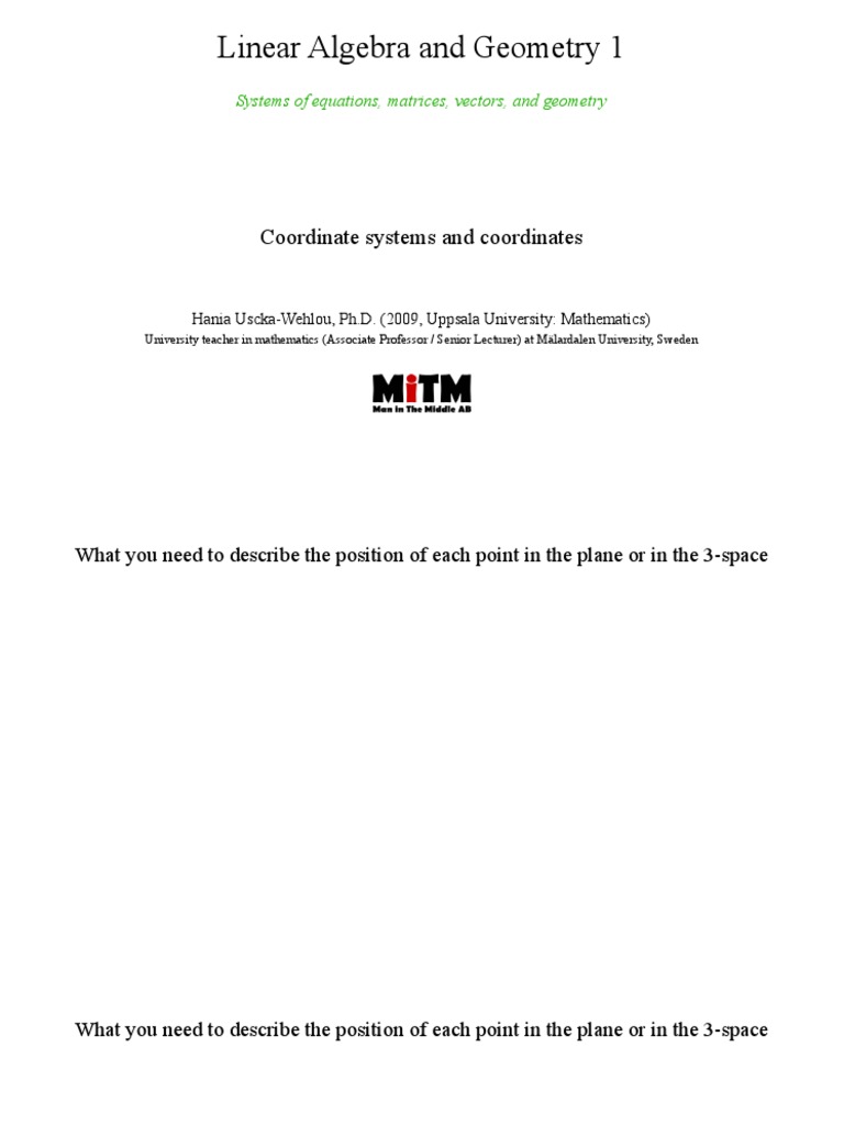 Slides Coordinate Systems and Coordinates | PDF | Cartesian Coordinate ...
