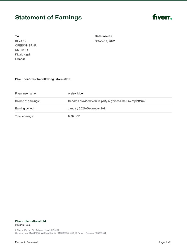 Statement of Earnings | PDF | Business | Law