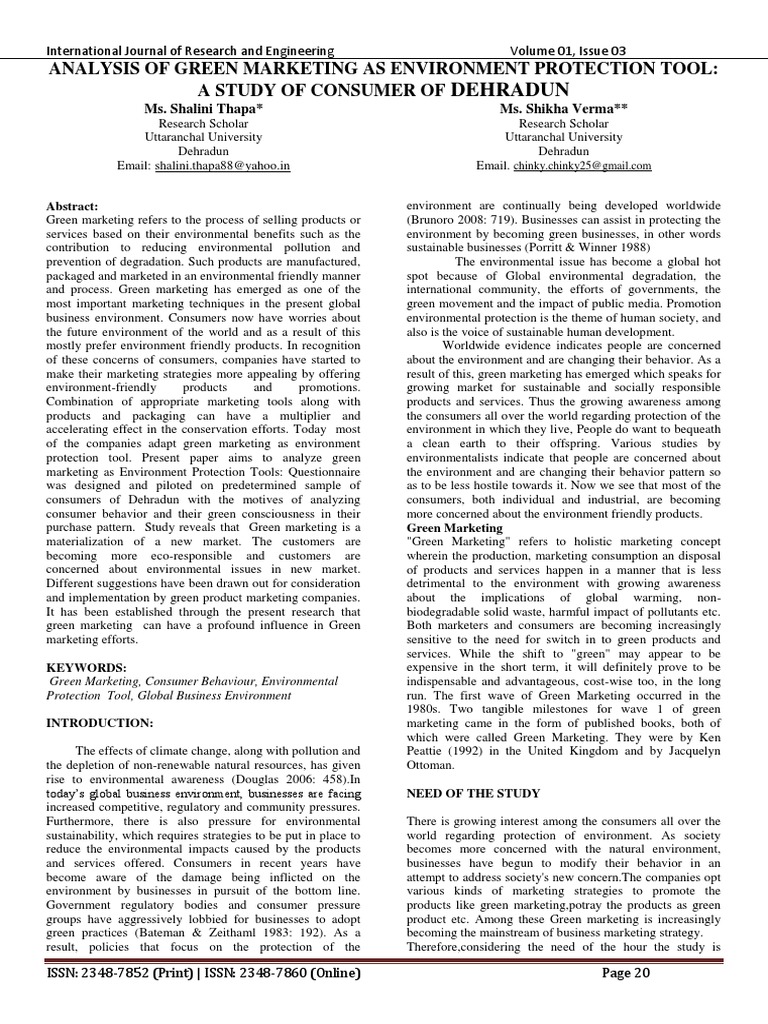 Analysis of Green Marketing As Environme | PDF | Factor Analysis ...