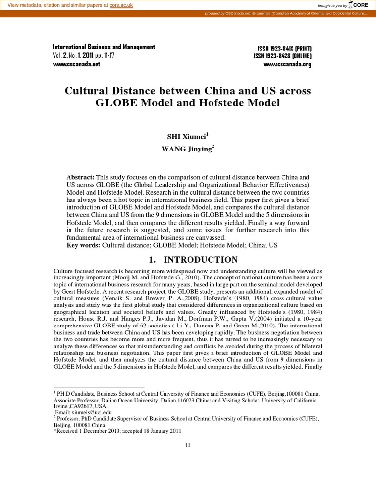 Globe and Hofstede Model | Download Free PDF | Social Psychology | Psychology