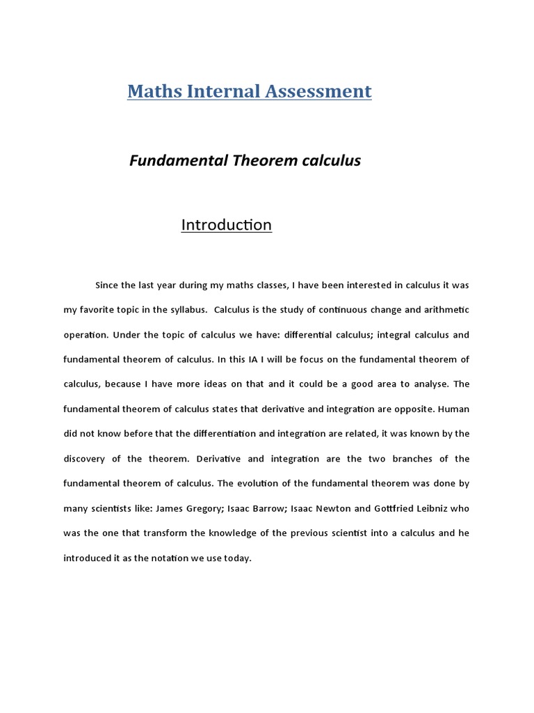 Maths Internal Assessment | PDF | Calculus | Integral