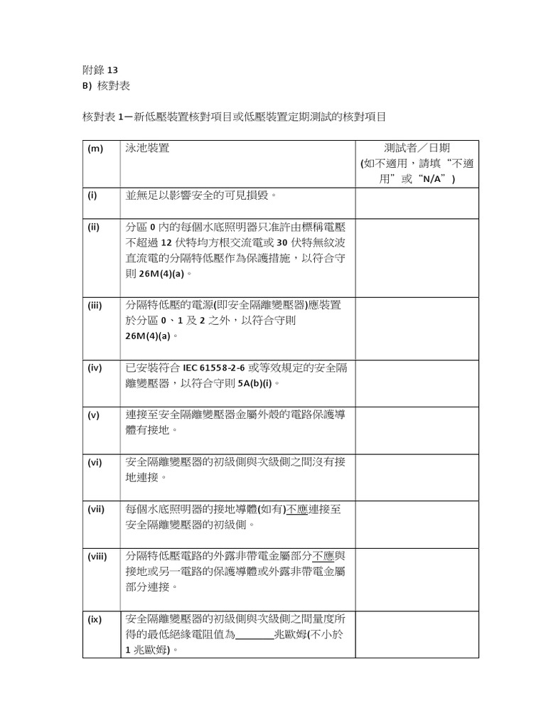 Adtnl CHCKLST Inspctn TSTG Elctrcl Instltn SWMNG PL FNTN | PDF