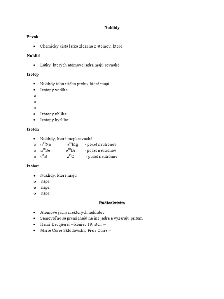 Nuklidy, Radioaktivne Ziarenie | PDF