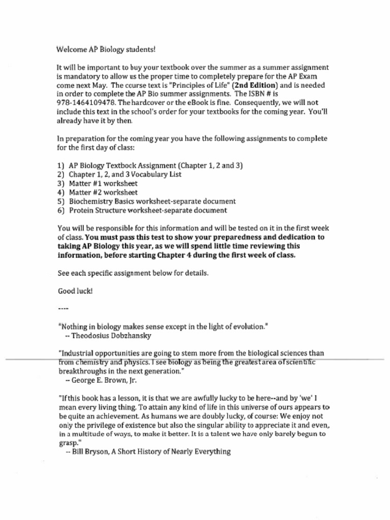 AP Biology Summer 2022 | PDF