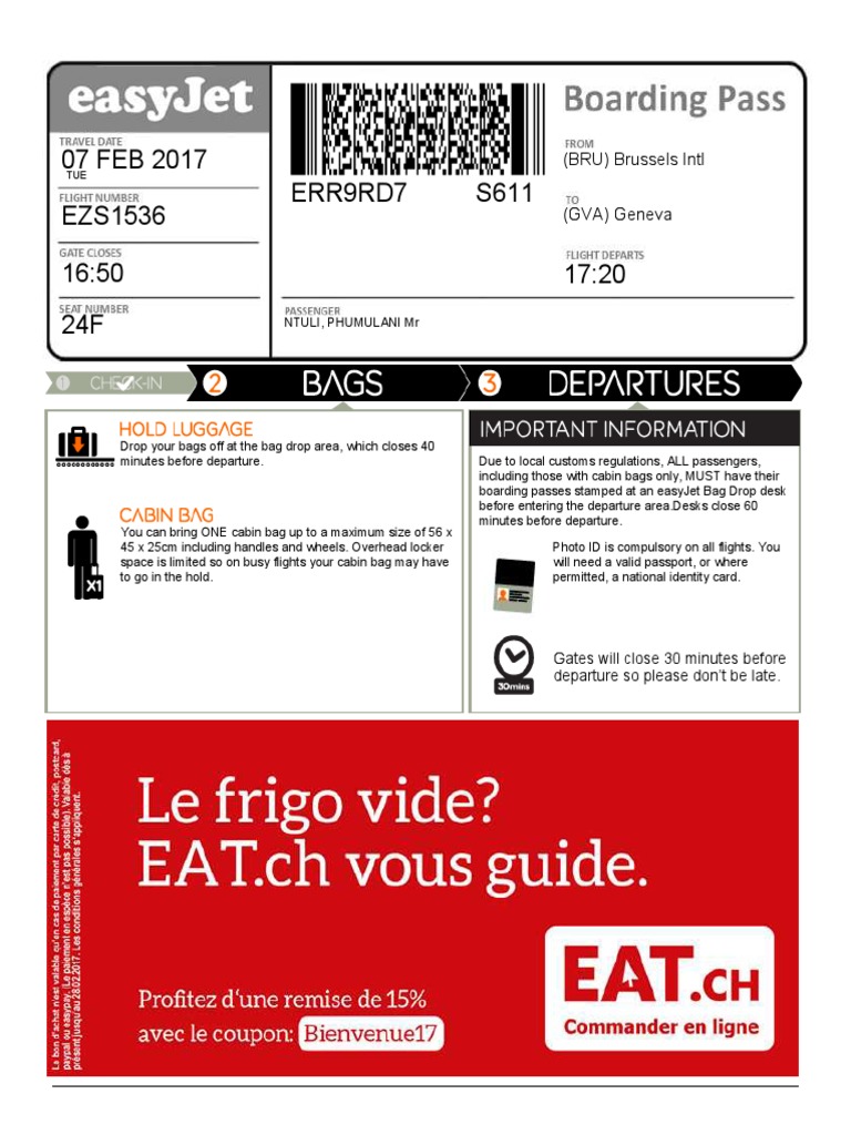 EasyJet Boarding Pass | PDF | Applications Of Cryptography | Document