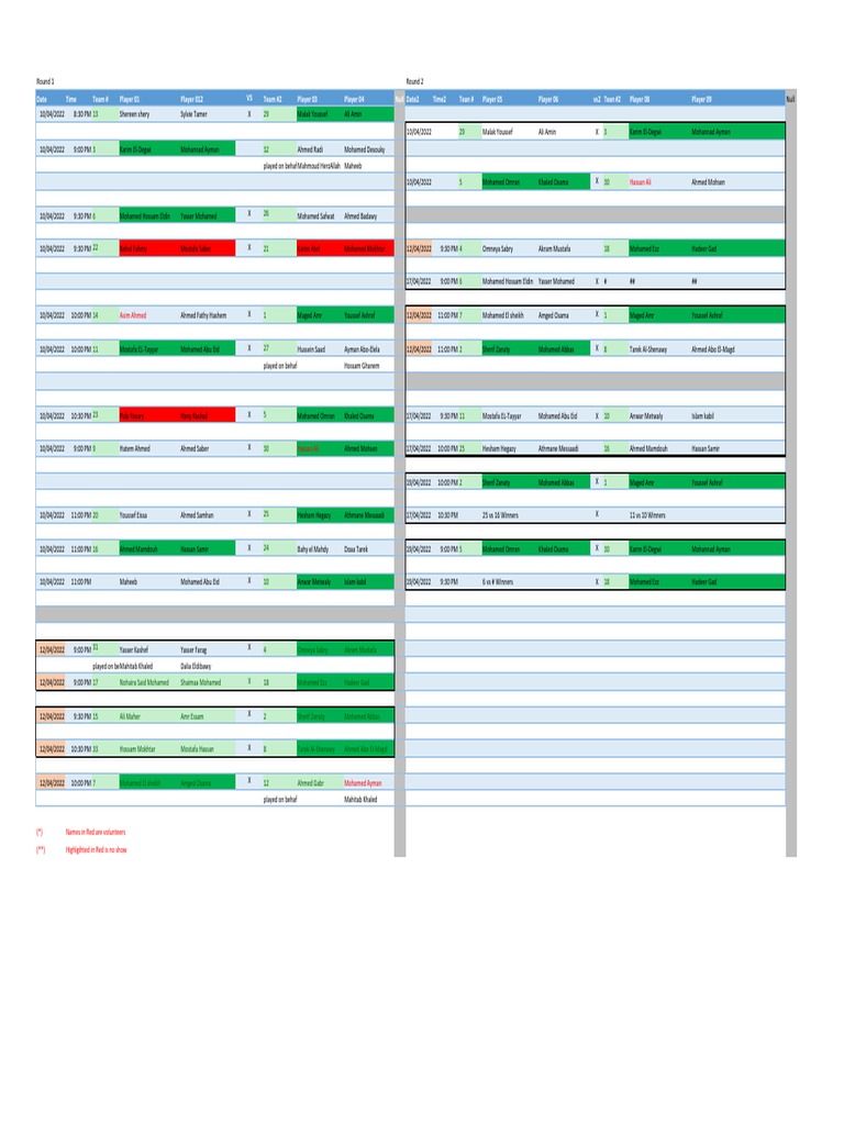 PSP Paddle - Tennis - Ramadan 2022-Teams & Schedule - v4 | PDF