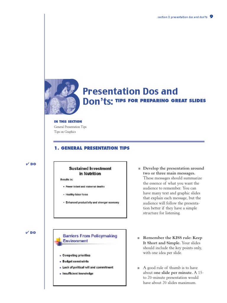 Presentation Dos and Don'ts: Tips for Preparing Great Slides | PDF | Chart