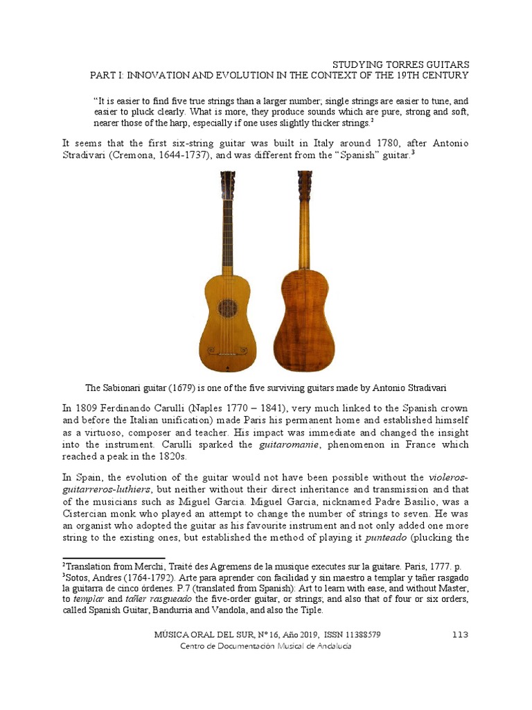 Studying Torres Guitars Part I Innovation and Evolution in The Context ...